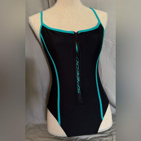 Speedo | Swim | Speedo Black And Green One Piece Performance Swimsuit ...